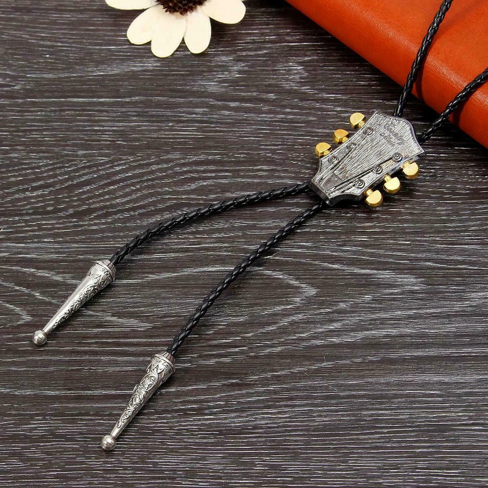 Western Cowboy Bolo Tie Black Stone Obsidian Rodeo Dance Necktie ...