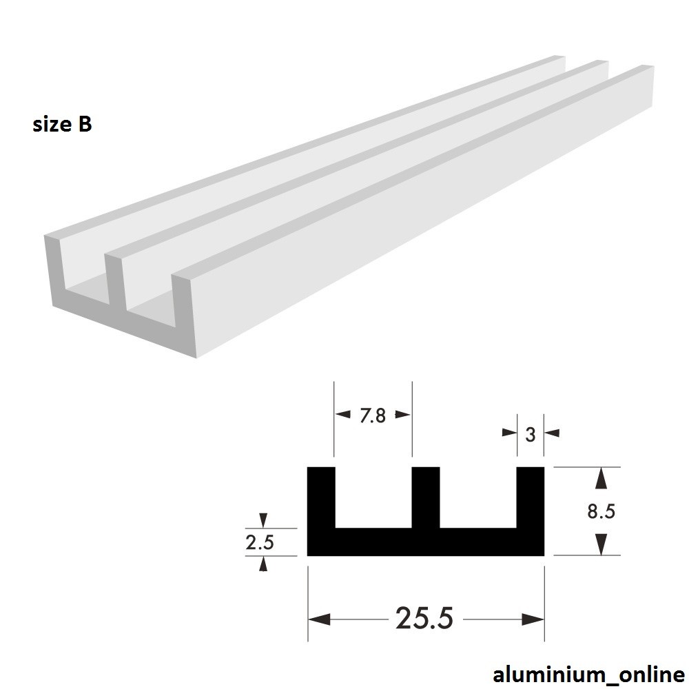 Extruded Aluminum Channel Sizes Extruded Aluminium U CHANNEL C Profile