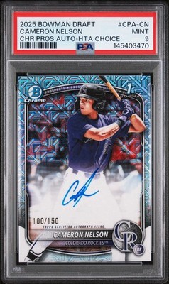 2025 Bowman Draft 1st Cameron Nelson HTA Choice /150 Auto PSA 9 Rockies ...