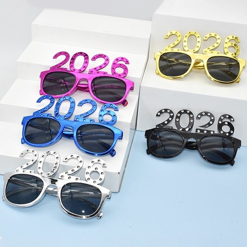 2026 Number Eyeglasses Happy New Year Glasses Diamond Glitter ...