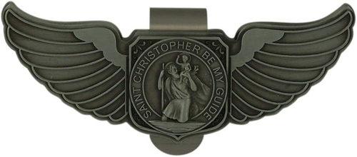 Silver Tone Saint Christopher Angel Wings Visor Clip, 3 1/4 Inch | eBay