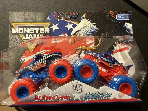 Monster Jam Stars & Stripes El Toro Loco and Megalodon Red White And ...