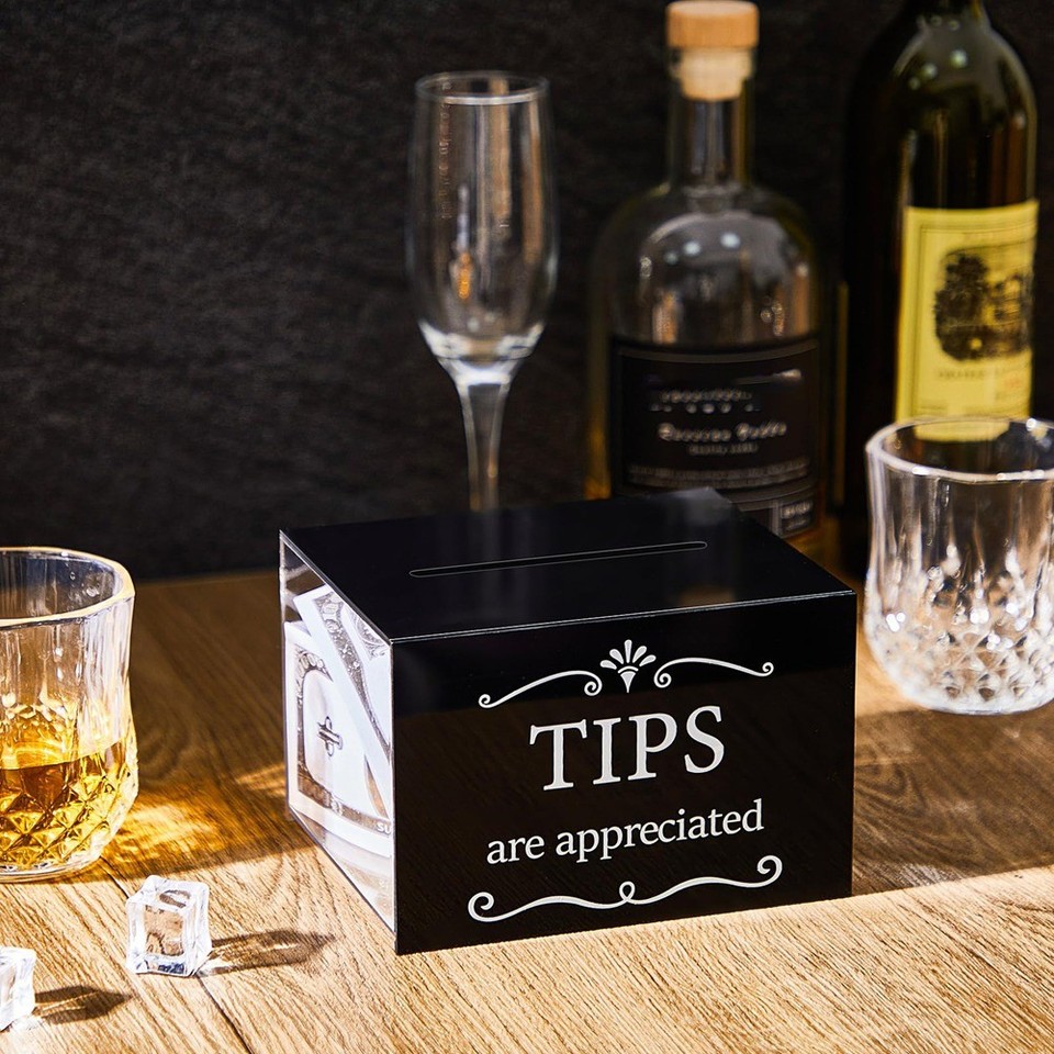 Tip Jars for Money 6 X 4 X 5 Inch Tip Collection Box with Lock ...