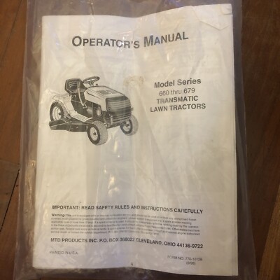 MTD Models 660 679 Transmatic Lawn Tractor Owner's Operator's Manual | eBay