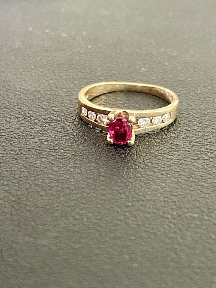 14K Yellow Gold Ruby and Diamond Ring (N42) | eBay