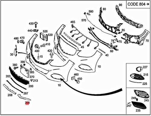 for MERCEDES W212 Front Pass Right Bumper Cover Lower Grille Moulding ...