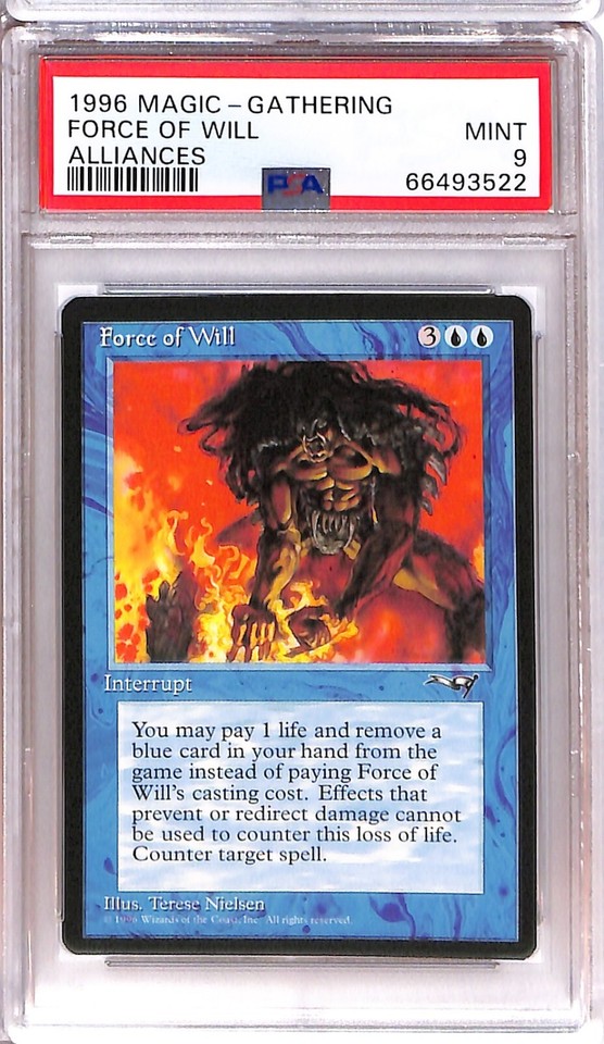 GRADED Magic MTG - PSA 9 Mint Force of Will - Alliances PSEUDO RESERVED ...