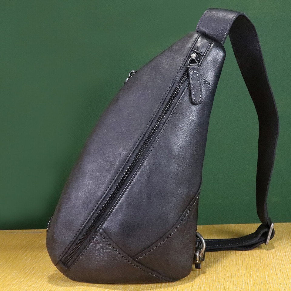 Genuine Leather Sling Bag for Women Men Retro Sling Backpack Purse ...