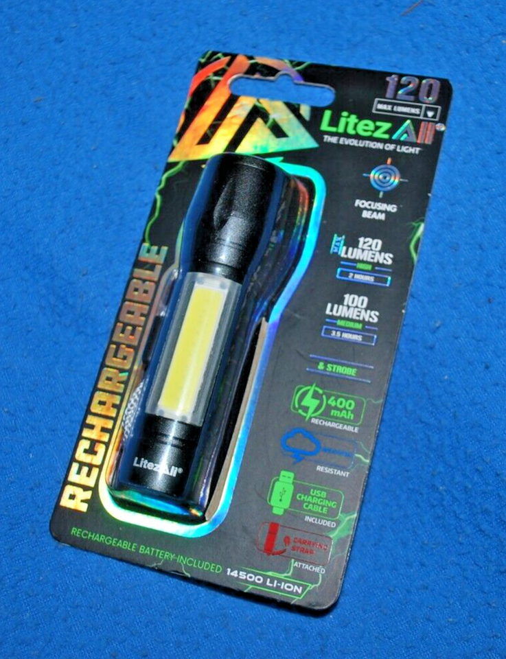 (NEW) LitezAll Mini Rechargeable Flashlight & Task Light 120 Lumens w USB Cable | eBay