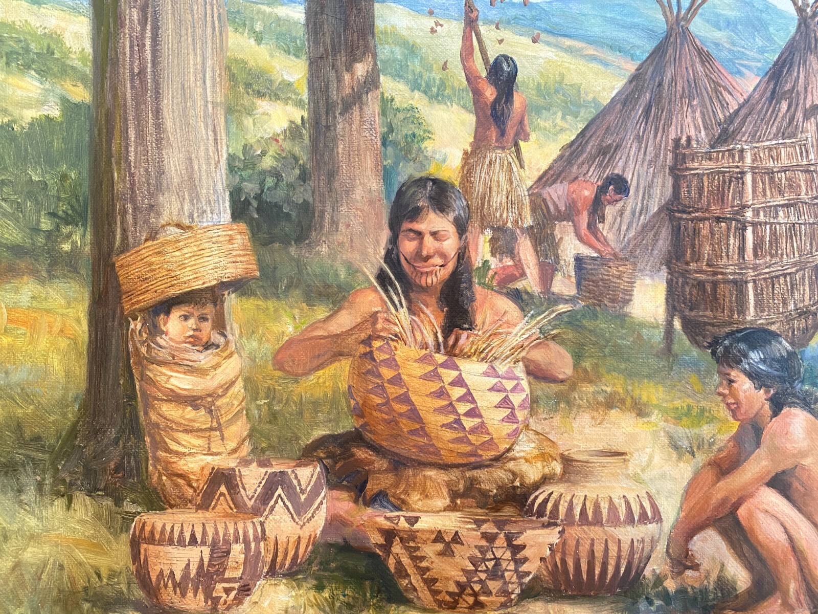 Original Artwork Oil Painting on canvas of a California Maidu Native ...
