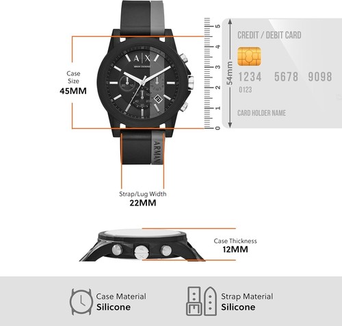 [A|X Armani Exchange] Watch Chronograph AX1331 Men's Black | eBay