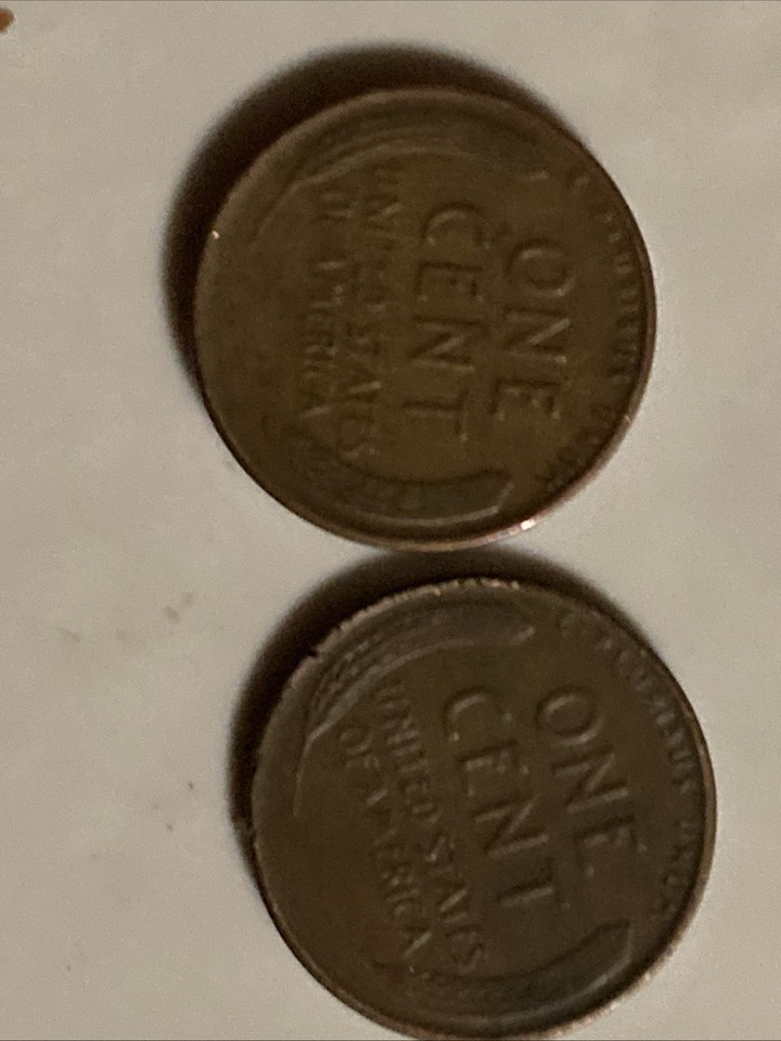 1950 Lincoln Wheat penny with L on rim, and different sized uneven ...