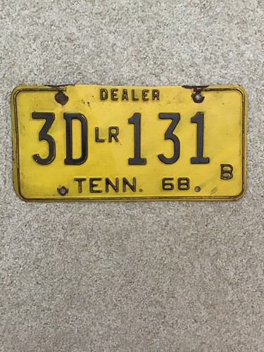 1968 TENNESSEE DEALER LICENSE PLATE ORIGINAL CONDITION | eBay