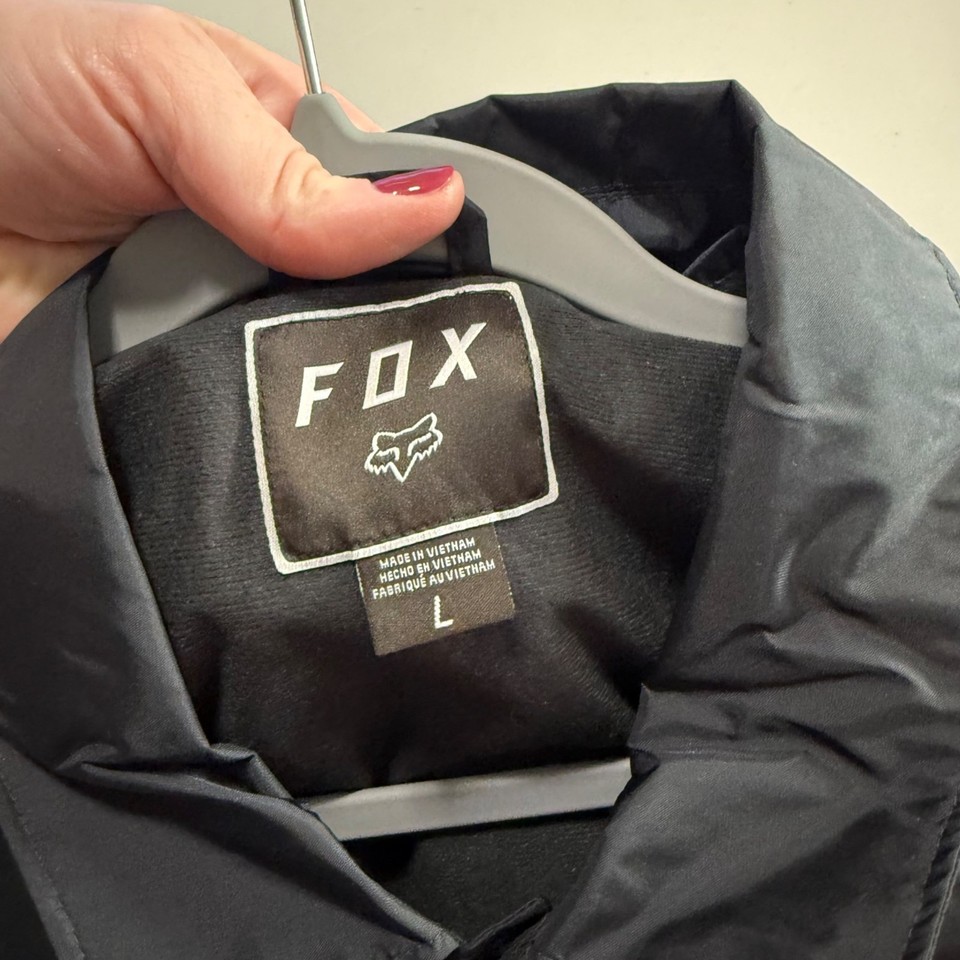 Fox Racing Lad Logo Black Snap Button Collared Coaches Jacket Mens size ...
