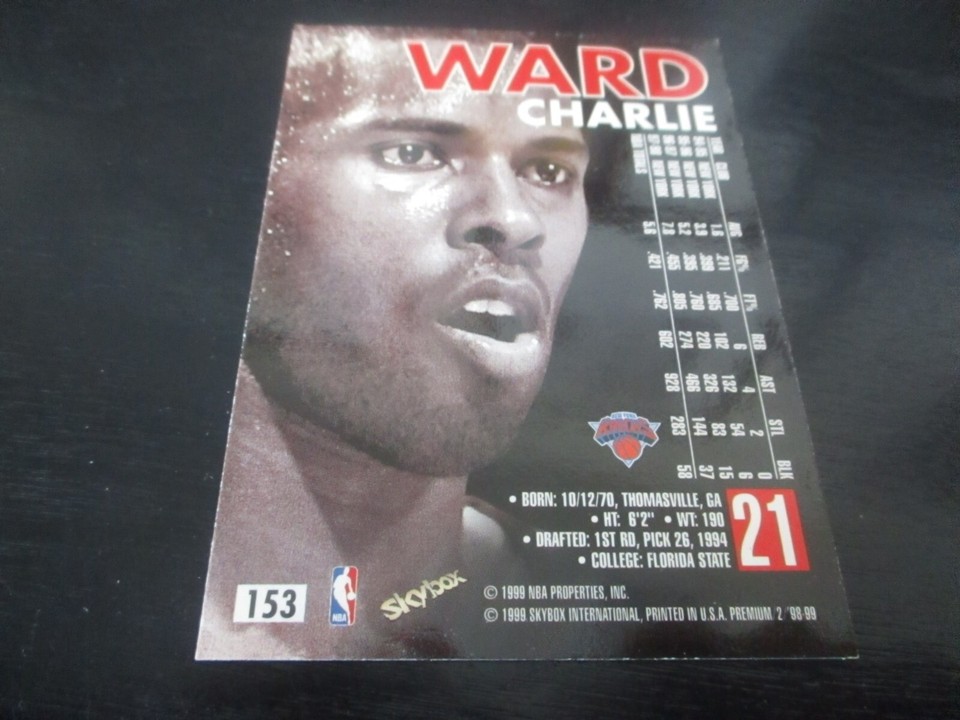 CHARLIE WARD (new york knicks - guard) 1998/99 skybox premium card #153 ...