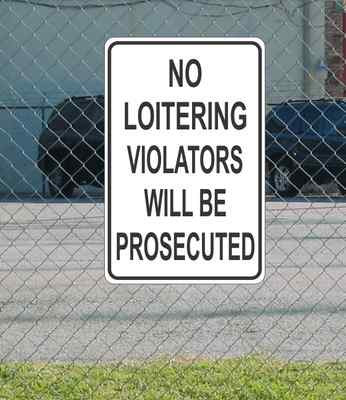 No Loitering Violators Will Be Prosecuted METAL 12"x18" SIGN Black ...