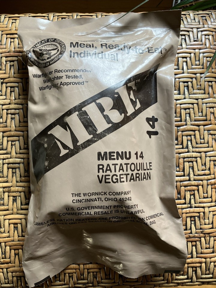 MRE Menu 14 Ratatouille Vegetarian Ready To Eat Individual Meal, READ ...