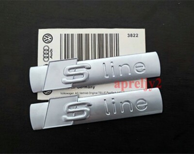 2Pcs S Line Silver Badge Rear Boot Emblem Sticker Side Wing Fender ...