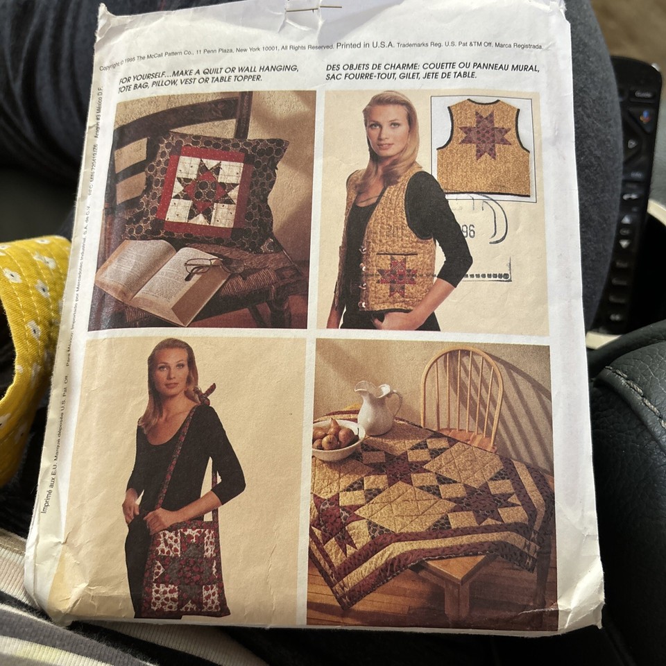 McCall's American Tradition Quilt Pillow Vest Uncut Sewing Pattern 8143 ...