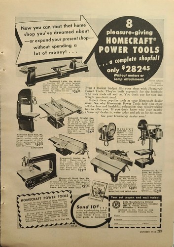 Homecraft Power Tools Lathes, Saws Drills Rockwell Delta Vintage Print ...
