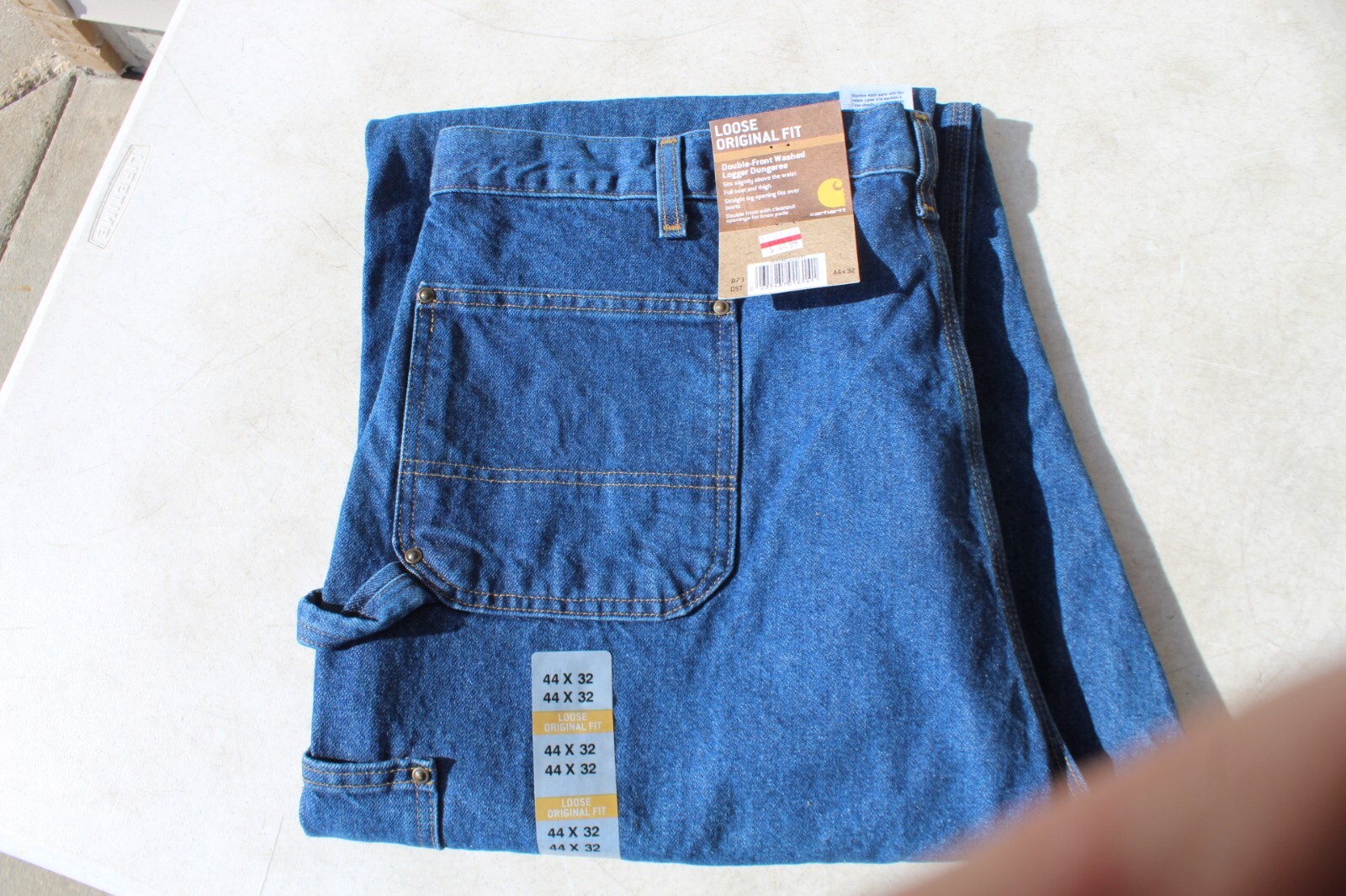 NWT Carhartt Double Knee Denim Logger Loose Dungaree Blue Jeans B73-DST ...