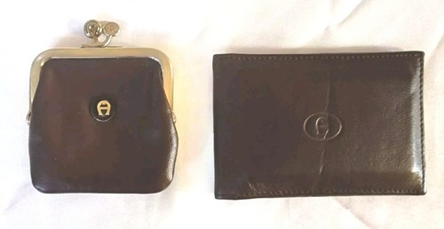 60's ETIENNE AIGNER Leather Coin Wallet Purse Kiss lock OXBLOOD Card ...