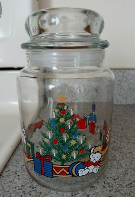 Christmas Vintage Glass Jar 1988 Made in U.S.A from Hills Department ...
