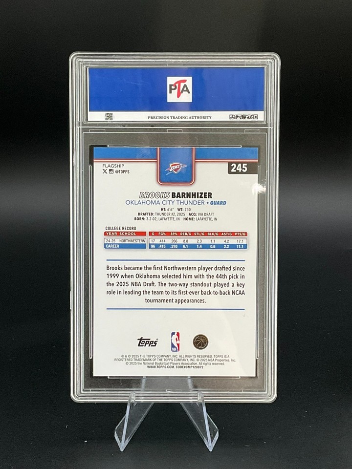2025-26 Topps #245 Brooks Barnhizer, Oklahoma City Thunder RC GEM MINT ...