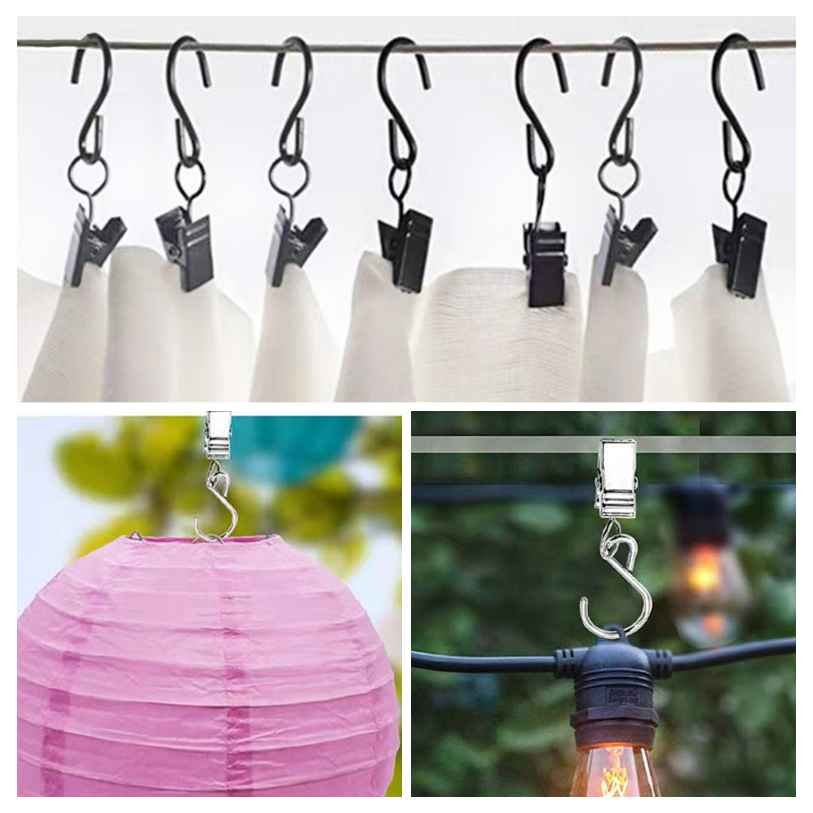 50PCS Stainless Steel S Hooks Hangers Photo Camping Tents Q4T8 | eBay ...