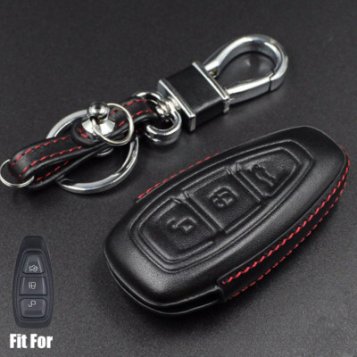Genuine Leather Car Key Fob Case Cover For Ford Kuga C-Max Mondeo ...