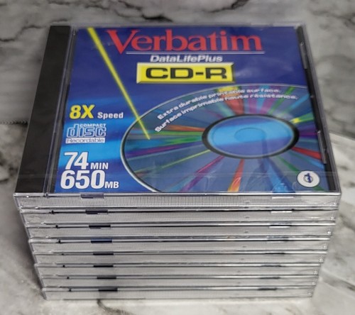 Verbatim CD-R Disks. Data Life Plus. 8X Speed. 74 min. Lot of 8. | eBay