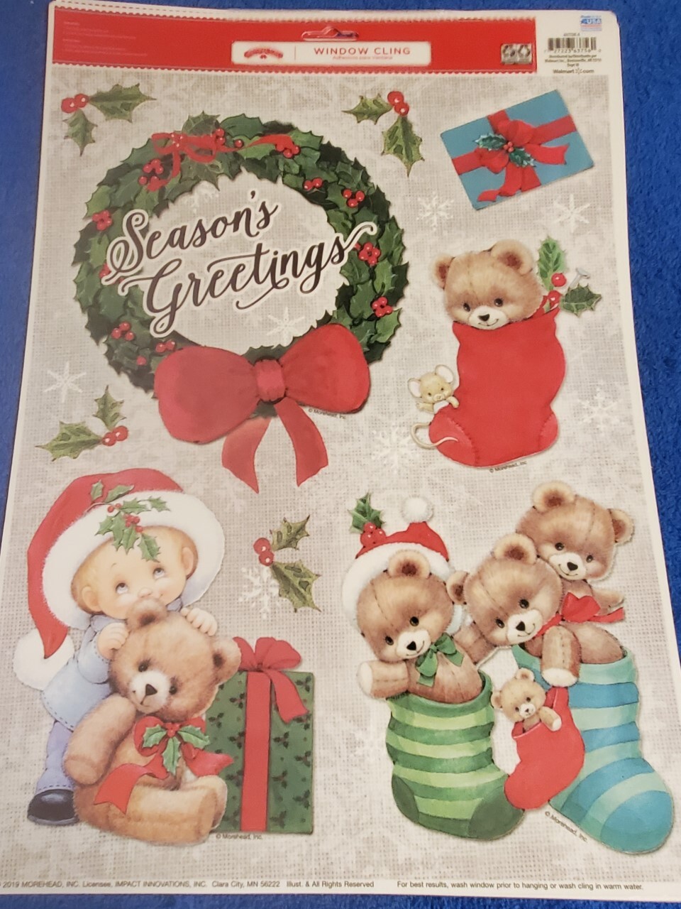 ONE Ruth Morehead Christmas Window Cling Choose from 2 Adorable Designs ...