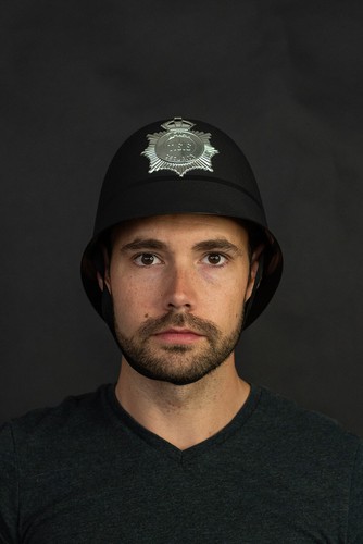 Adult Black English Bobby Police Helmet British Policeman Hat Costume ...