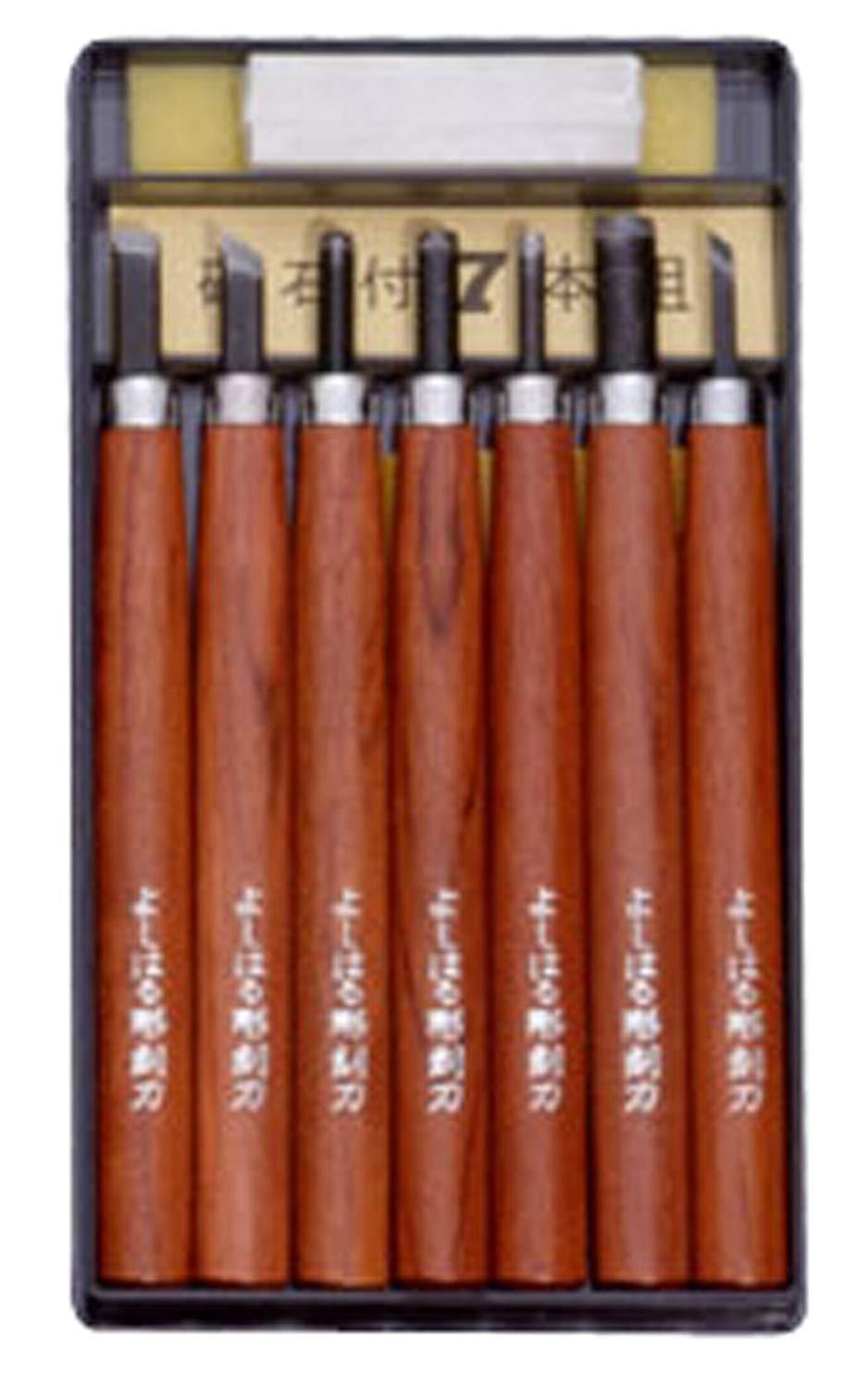 Japanese Hanga Chisels Engraving Knives Set of 7 Woodcarving Yoshiharu ...