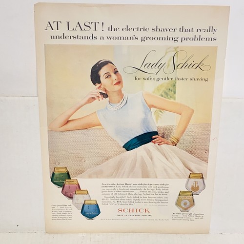 Vintage 1956 Lady Schick Electric Shaver Full Color Full Page Magazine ...