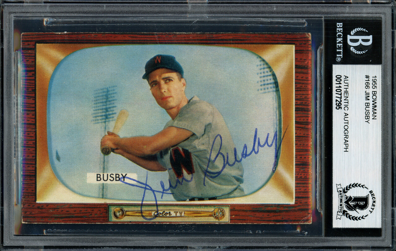 Jim Busby Autographed Signed 1955 Bowman Card #166 Senators Beckett ...