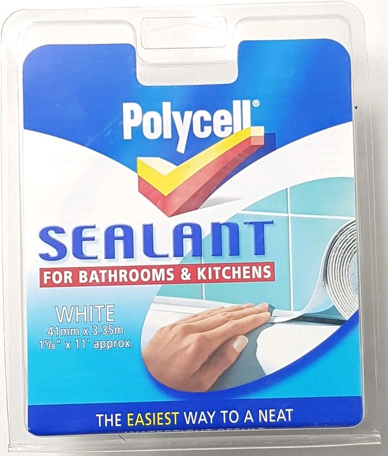 41mm Polycell Bathroom Kitchen Sink Shower Sealant White L Shape Seal Strip Tape | eBay UK