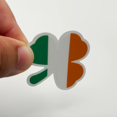 Irish Logo Shamrock On Flag Colors Classic Round Sticker Ireland Coat