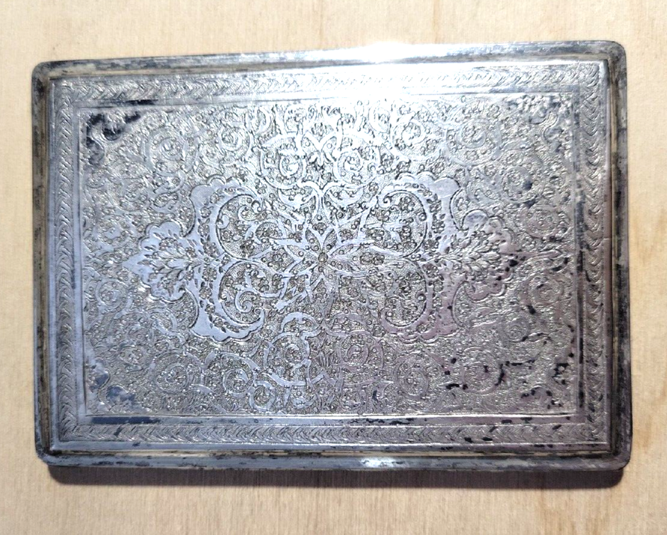 Rare Antique Silver Cigarette Case, Asian?, See Hallmark, 112mm by 79mm ...