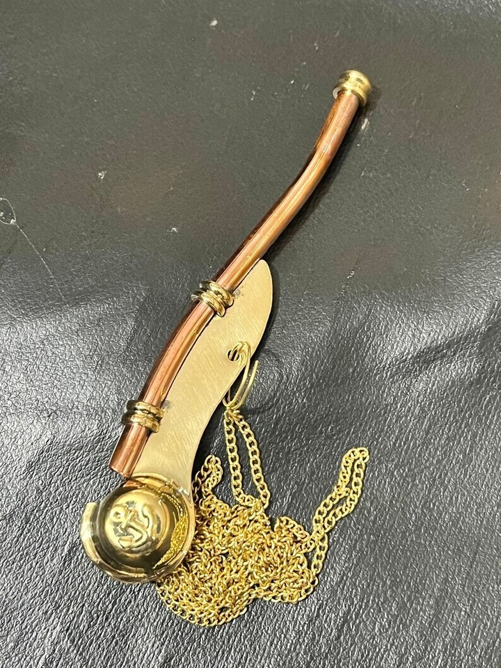 traditional Navy Whistle Solid Brass Boatswain (Bosun) Whistle Pipe ...