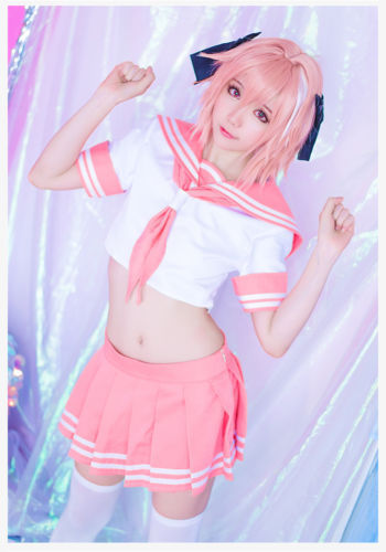 Fate Apocrypha FGO Astolfo Japanese School Pink Uniform Cosplay Costume ...