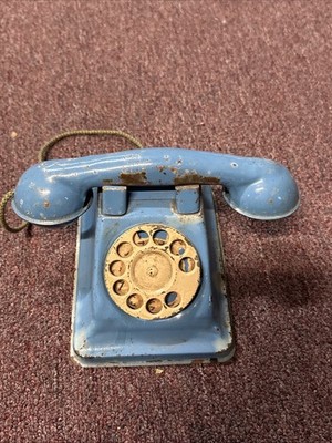 Vintage Antique Dial-o-Phone Toy Lorain Ohio Blue Metal Telephone | eBay