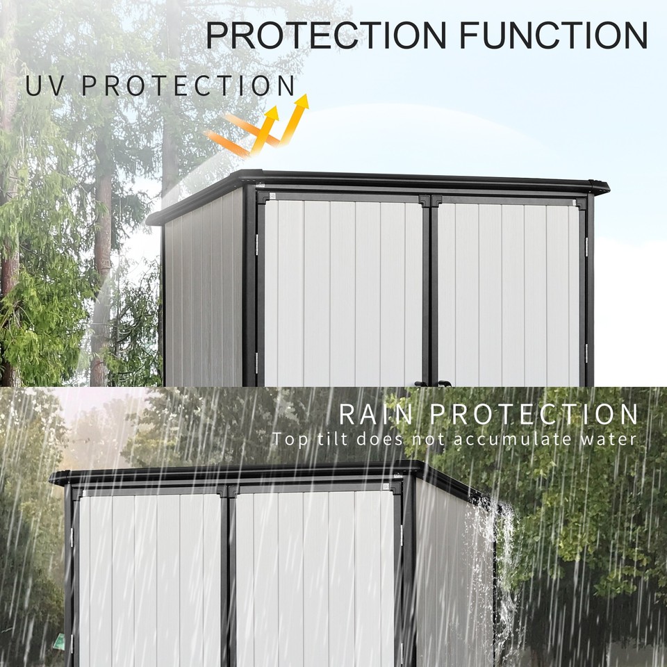 5x3FT Outdoor Storage Shed Waterproof Resin Cabinet with Lockable Doors ...