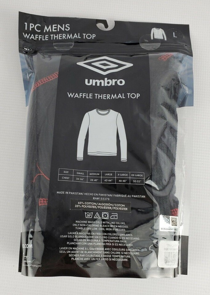Umbro 1pc Super Soft Waffle Long Sleeve Thermal Top Men's Adult Large ...