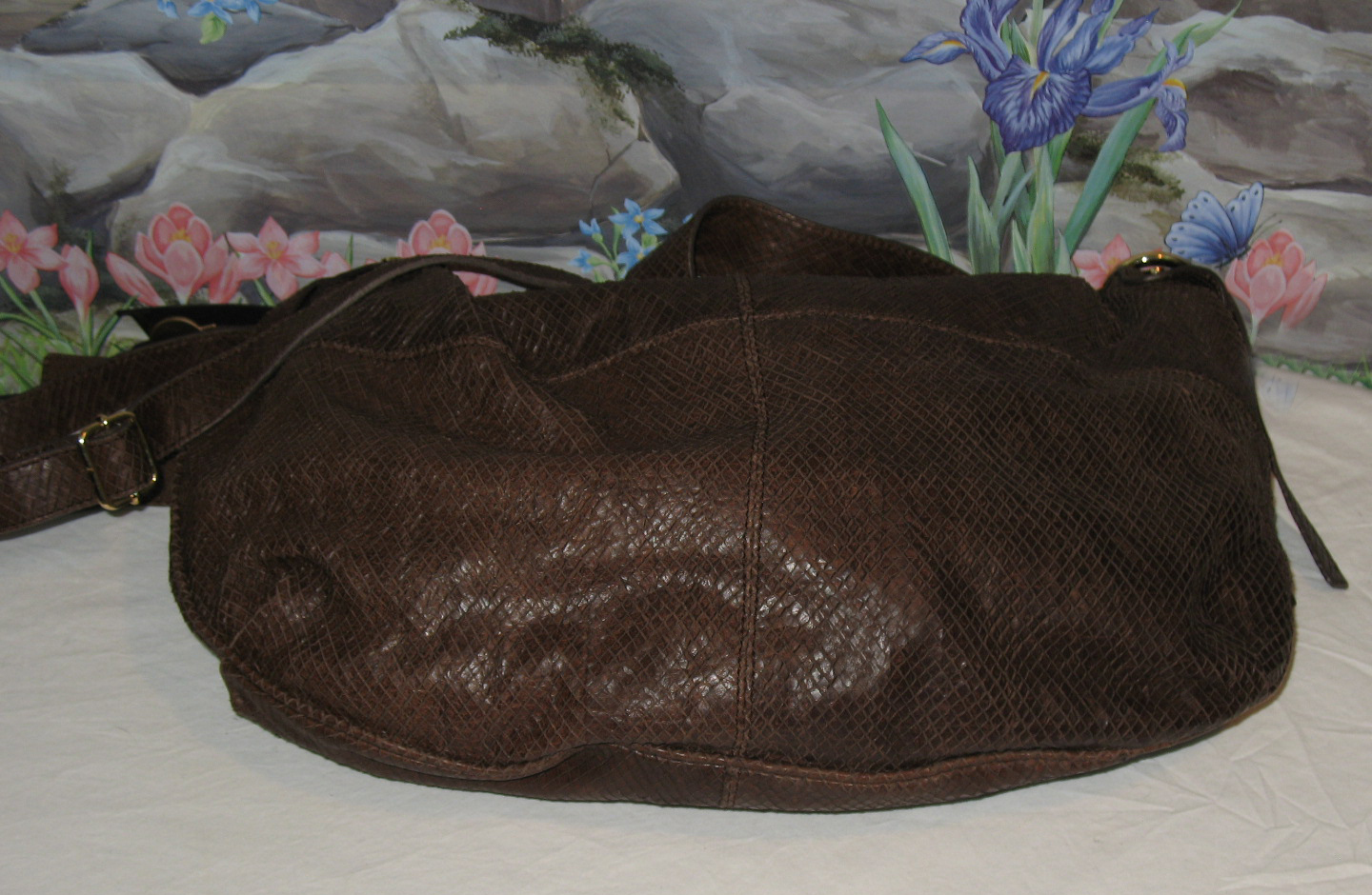 New JENRIGO of Italy Brown Snake Leather Convertible Hobo Shoulder Bag ...