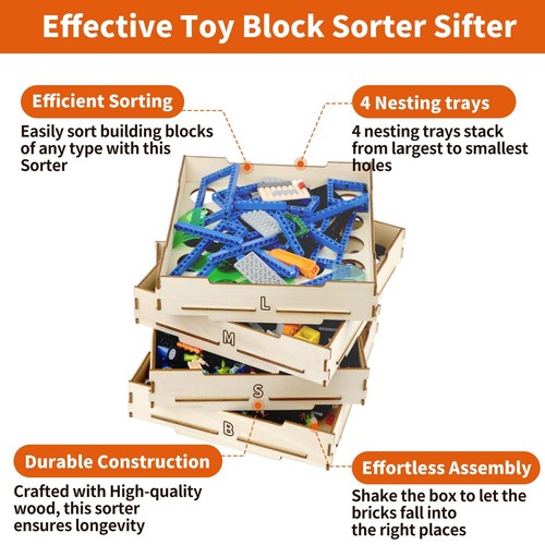 4 Tray Sorter Sifter Box Used for Lego, Storage Sorter Brick Box for ...