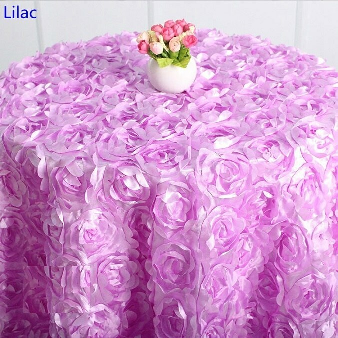 120cm Nordic Round 3D Rose Fabric Tablecloth Table Cover Wedding Party ...
