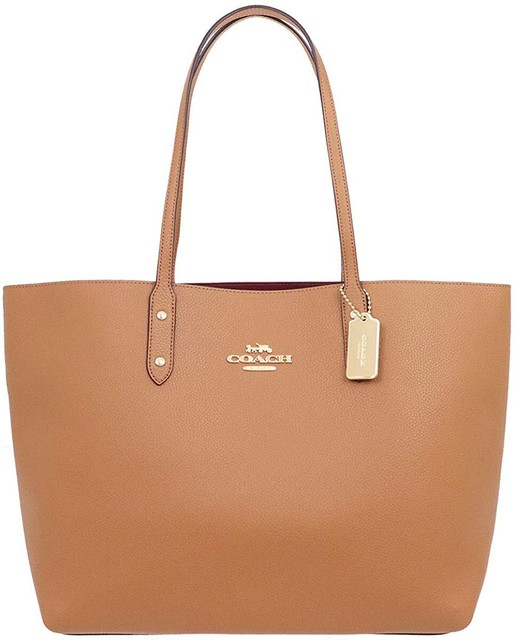 Coach LTH Town Tote 72673 Light Saddle /tan Polished Pebble Leather for ...