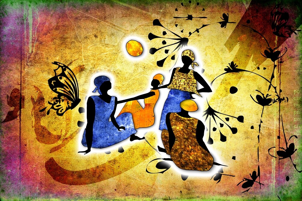 Colorful Cultural Abstract Painting Canvas Collection Home Decor Wall ...