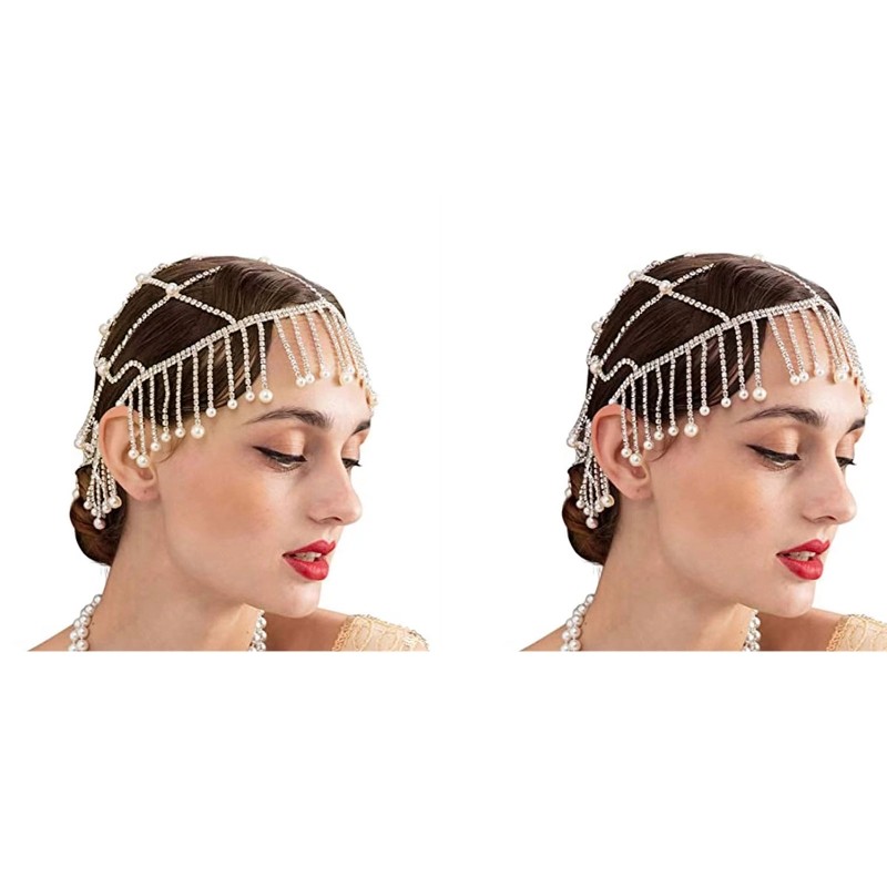 Head Chain Jewelry Boho Headband Pearl Crystal Tassel Chain Hair Band ...
